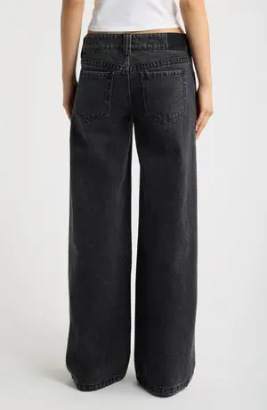 FADE OUT LOUD Studded Low Rise Wide Leg Jeans