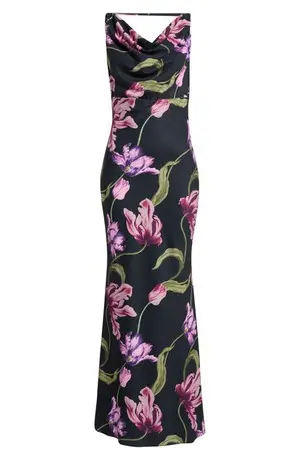 Line & Dot Calluna Floral Print Cowl Neck Maxi Dress
