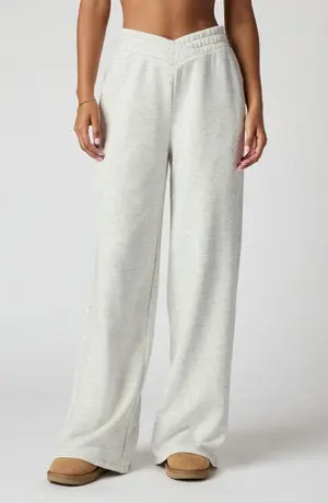 FLORENCE BY MILLS Cozy Crush V Wide Leg Sweatpants - Heather Ice
