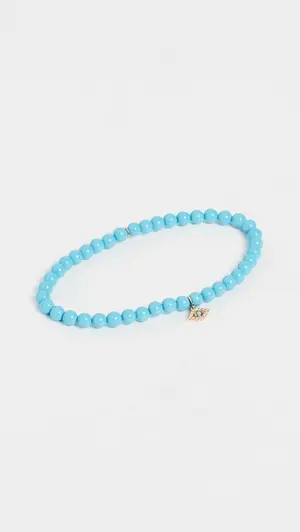 SYDNEY EVAN 14k Gold Beaded Evil Eye Charm Bracelet - Turquoise