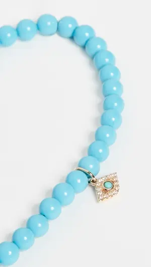 SYDNEY EVAN 14k Gold Beaded Evil Eye Charm Bracelet - Turquoise