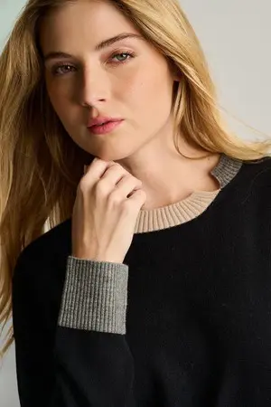Lisa Todd Bold Block Cotton Cashmere Sweater - Black
