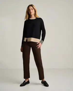 Lisa Todd Bold Block Cotton Cashmere Sweater - Black