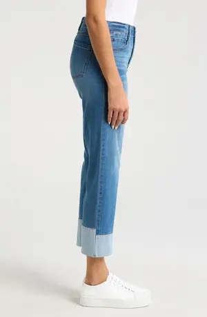 Wit & Wisdom Ab'solution High Waist Cuff Hem Jeans - Mid Blue