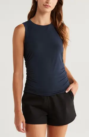 Zella Ruched Performance Tank - Navy Sapphire