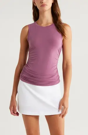 Zella Ruched Performance Tank - Purple Thunder