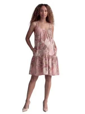 24SEVEN COMFORT APPAREL Maternity Patchwork Print A-line Mini Dress