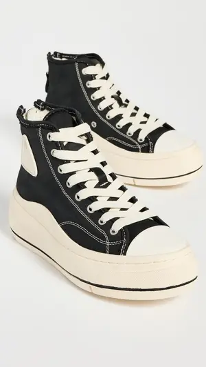 R13 Canvas High Top Platform Sneakers - Black