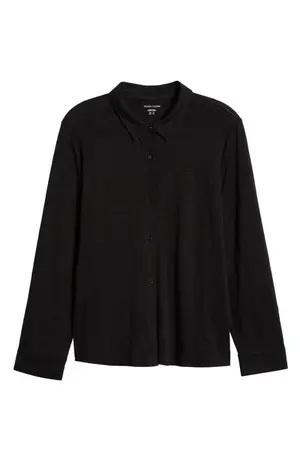 Eileen Fisher Classic Collar Organic Linen Button-up Shirt - Black