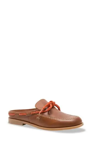 Free People Seas The Day Leather Loafer Mule - Luggage Multi