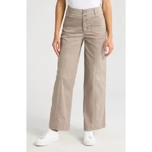 Wit & Wisdom High Waist Wide Leg Pants With Exposed Button Fly Moonrock