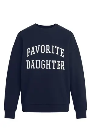 FAVORITE DAUGHTER Collegiate Cotton Blend Sweatshirt - Navy