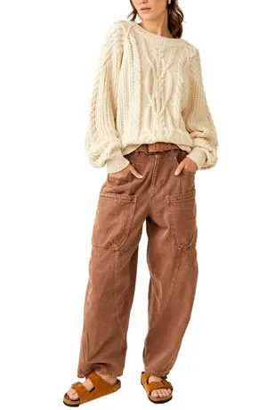 Free People Frankie Cable Cotton Sweater
