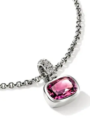 John Hardy Sterling Silver Rhodolite And Diamond Pendant Necklace - Rhodalite