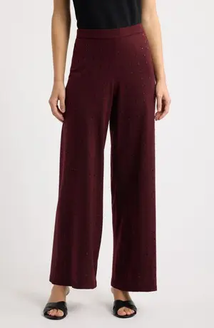 Anne Klein Bead Detail Knit Pants - Barolo Heather