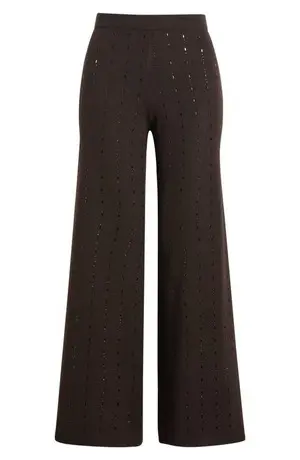 Anne Klein Bead Detail Knit Pants - Deep Mahogany Heather