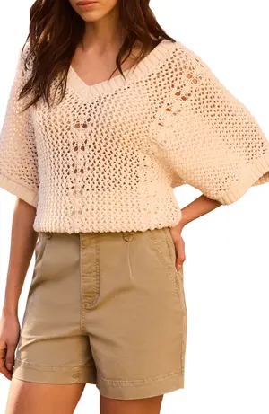 Mint Velvet Open Knit Crochet Top - Ivory
