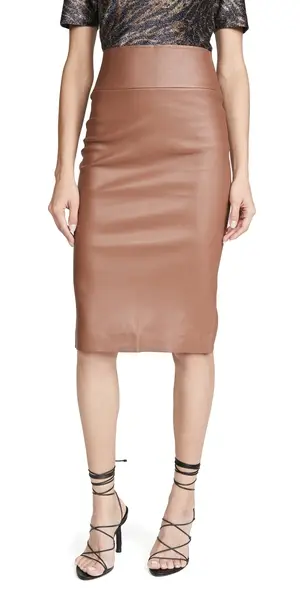 Sprwmn Leather Pencil Knee Length Skirt