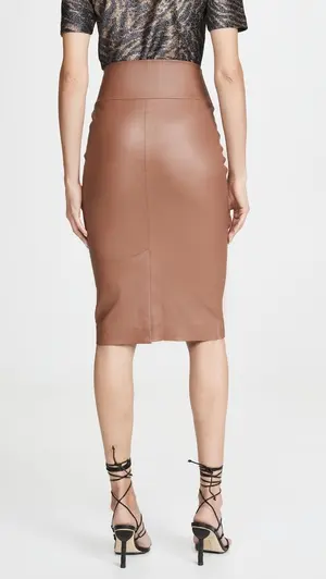 Sprwmn Leather Pencil Knee Length Skirt