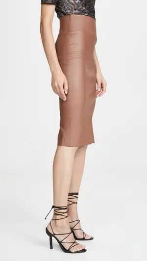Sprwmn Leather Pencil Knee Length Skirt