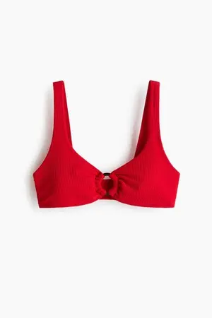 H&m Padded Bikini Top With Wide Shoulder Straps And Ring Detail - Bright Red