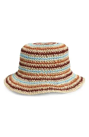 Treasure & Bond Stripe Crochet Bucket Hat - Rust Combo