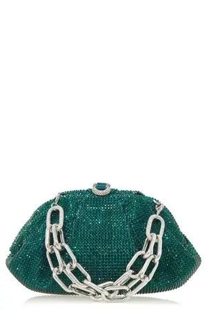 Judith Leiber Gemma Crystal Clutch - Silver Emerald
