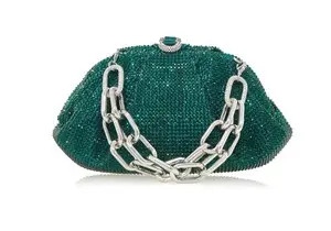 Judith Leiber Gemma Crystal Clutch - Silver Emerald