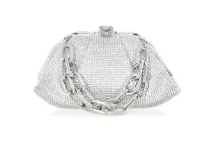Judith Leiber Gemma Crystal Clutch - Silver Rhine