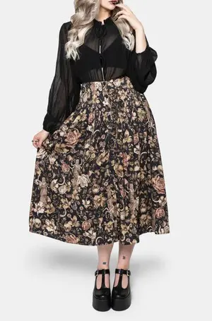 DISTURBIA Triple Goddess Button Down Midi Skirt