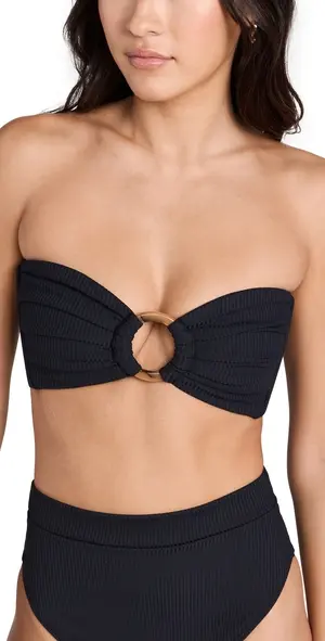 MONTCE Tori Bandeau Bikini Top - Black Rib