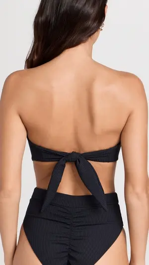 MONTCE Tori Bandeau Bikini Top - Black Rib