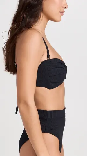 MONTCE Tori Bandeau Bikini Top - Black Rib