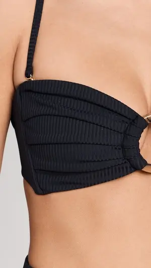 MONTCE Tori Bandeau Bikini Top - Black Rib