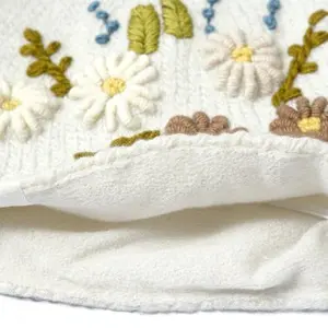 NIRVANNA DESIGNS Hand-knit Wool Bloom Hat With Embroidered Floral Detail - White