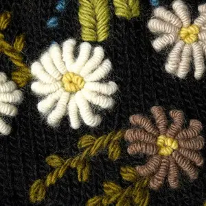 NIRVANNA DESIGNS Hand-knit Wool Bloom Hat With Embroidered Floral Detail