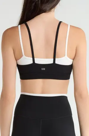 Splits59 Elliah Airweight Double Layer Sports Bra - Black/white