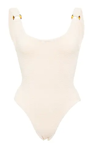 Hunza G Domino Seersucker Swimsuit Neutral