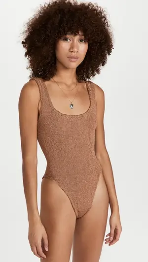 Hunza G Classic Square One Piece - Metallic Cocoa