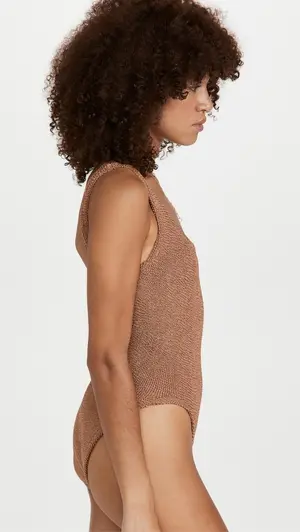 Hunza G Classic Square One Piece - Metallic Cocoa