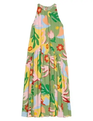 ALBARAY Tropique Print Halter Neck Maxi Dress