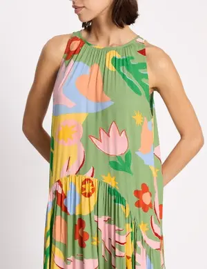 ALBARAY Tropique Print Halter Neck Maxi Dress