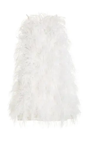 Cult Gaia Shannon Feather-embellished Silk Mini Dress
