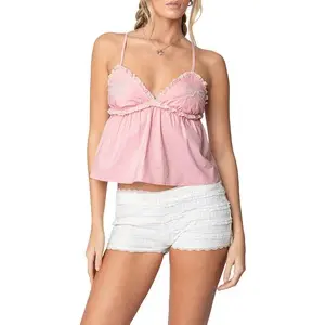EDIKTED Bow Frill Babydoll Top