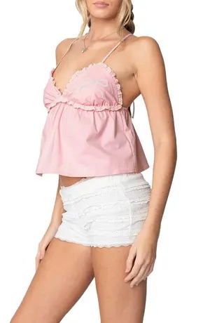 EDIKTED Bow Frill Babydoll Top