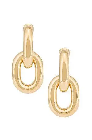Rabanne Hanging Hoop Earrings In Metallic Gold