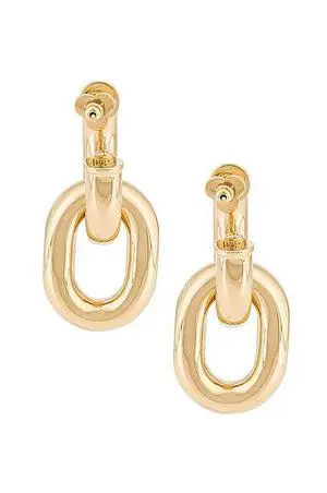 Rabanne Hanging Hoop Earrings In Metallic Gold
