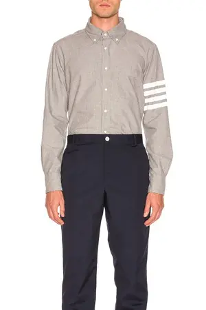 Thom Browne Straight Fit Button Down Shirt - Medium Grey