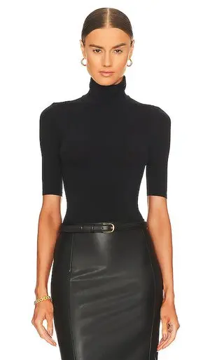 Commando Ballet Sleeved Turtleneck Bodysuit - Black