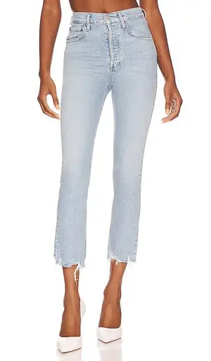 AGOLDE AGOLDE Riley High Rise Straight Crop Jeans Bitter